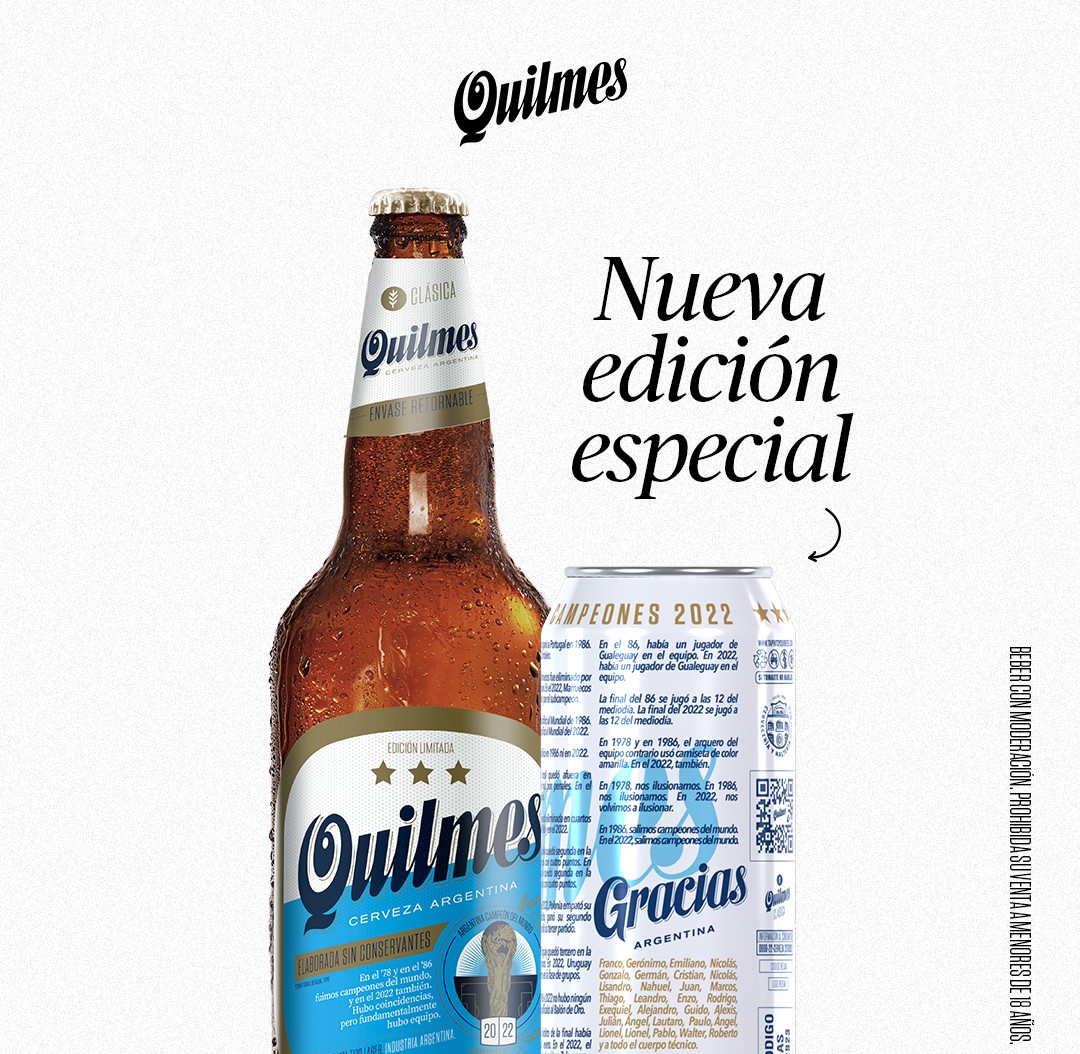 “Campeones”: Edición especial de Cerveza Quilmes – Rincon Bon Vivant